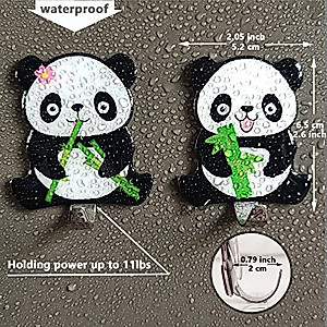 M MORCART Panda Wall Hangers Without Nails, Large Adhesive Hooks with Crystal-Like Glossy Surface, 4-Pack Heavy Duty Sticky Hooks for Hanging Keys Purse Towels Jewelry Calendar Backpack Mask