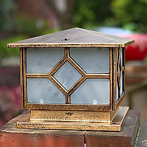 MODEBHD Continental Waterproof Table Lamp Column Lamp Square Glass Aluminum Courtyard Gate Bollard Lamp Street Post Light Garden Villa Outdoor Lights E27 Decoration Landscape Floor Lamps