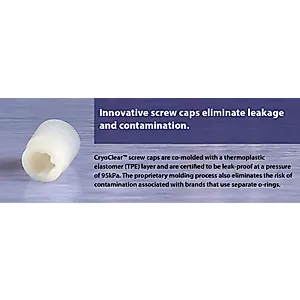 Globe Scientific CryoClear 3015-50 Polypropylene Barcoded Cryogenic Vial, 5mL Capacity, Sterile, External Threads, Attached Screwcap with Molded O-Ring, Round Bottom, Self-Standing (Case of 50)