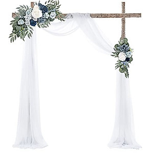 Mohoeey 20ft White Wedding Arch Draping Fabric,Sheer Backdrop Curtains Draps Decorations for Wedding Ceremony Party Ceiling Home Decoration