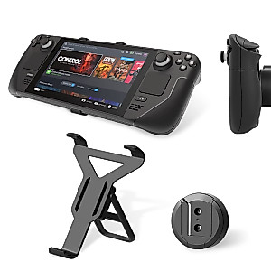 Lenink Stand for Steam Deck, Anti-Slip Foldable Holder Portable Base Wall Bracket Compatible with Valve Steam Deck Accessories (Black)