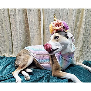 Unicorn Dog Coat, Iridescent Puffer Jacket for Pets, Unicorn Dog Jacket (M 10-15 lbs)