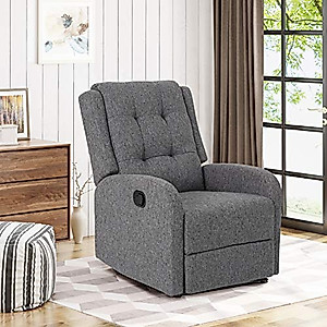 Great Deal Furniture Smith Traditional Upholstered Recliner, Charcoal Tweed
