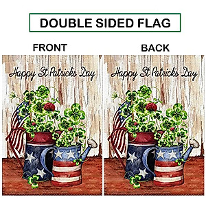 St Patricks Day Garden Flag Luck Shamrock US Flag Bottle 12.5 x 18 Inch Vertical Double Sided Burlap Happy Patricks Day Home Yard Decorations