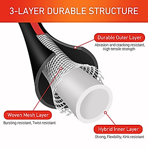 Palint Hybrid Garden Hose 100 ft x 5/8", Heavy Duty Flexible Lightweight No Kink Water Hose 100ft with 10 Function Sprayer Nozzle, 3/4'' Solid Brass Fittings, Ultra Durable, All-weather, Burst 600 PSI