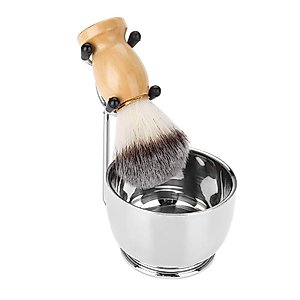 Sonew Beard Shaving Set, Professional Atainless Steel Bowl Holder Brush Shaving Tool Mustache for Men