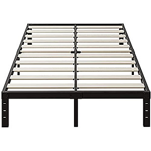 ZIYOO Queen Bed Frame, 16 Inch Heavy Duty Metal Platform with Wooden Slats Support, No Box Spring Needed, Queen Mattress Foundation, Noise Free, Non-Slip, Easy Assembly