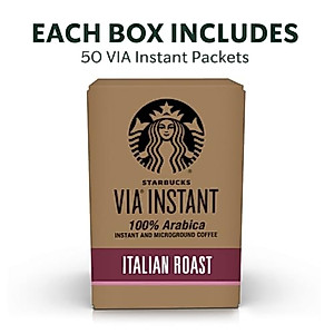 Starbucks VIA Instant Coffee—Dark Roast Coffee—Italian Roast—100% Arabica—1 box (50 packets)