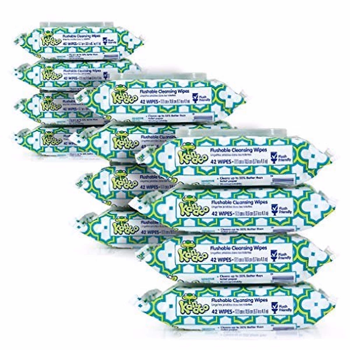 Flushable Wipes for Baby and Kids by Kandoo, Unscented for Sensitive Skin, Hypoallergenic Potty Training Wet Cleansing Cloths, 42 Count, Pack of 12