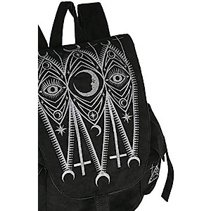 Restyle Cathedral Gothic Occult Crescent Moon Vegan Suede School Uni Backpack