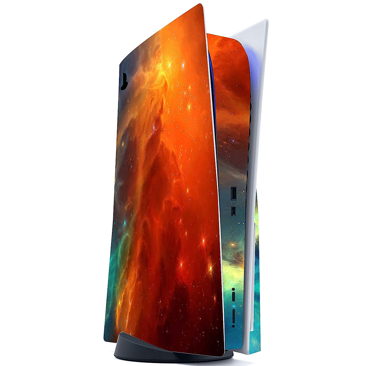 PlayVital Orange Star Universe Full Set Skin Decal for ps5 Console Disc Edition, Sticker Vinyl Decal Cover for ps5 Controller & Charging Station & Headset & Media Remote