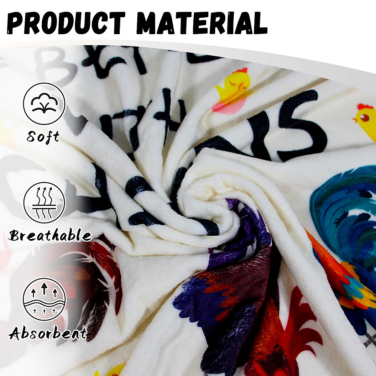 Chicken Blanket Rooster Flannel Throw Blanket 60"x50" Fall Blanket for Adult and Kids Decorative Blankets Funny Soft Cozy Blanket