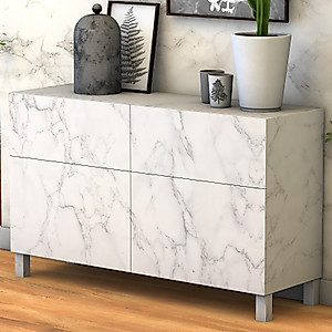 Homease 24" x 196" Wide Marble Contact Paper Granite Black/White Matt Peel and Stick Wallpaper for Cabinets Kitchen Countertops Furniture Renovation Thick Self Adhesive PVC Vinyl Film Waterproof