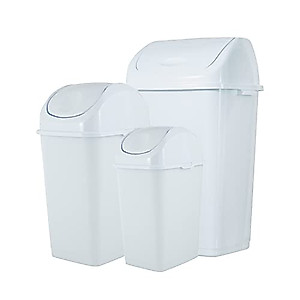 Superio Swing Top Trash Can, Waste Bin for Home, Kitchen, Office, Bedroom, Bathroom, Ideal for Large or Small Spaces - White (3 Pack- 4.5 Gal, 9 Gal, 13 Gal)