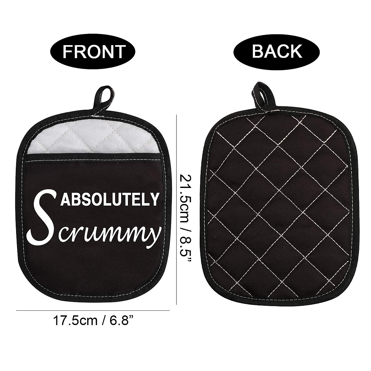 Baking Show Inspired Oven Pads Pot Holder with Pocket Absolutely Scrummy Baker Lover Gift (Absolutely Scrummy)