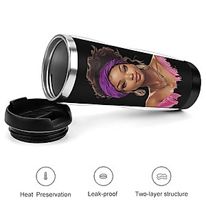 Black with Dangle Earrings Travel Coffee Mug Reusable Insulated Drinking Cup with Lid for Home Outdoor Works 13 Oz