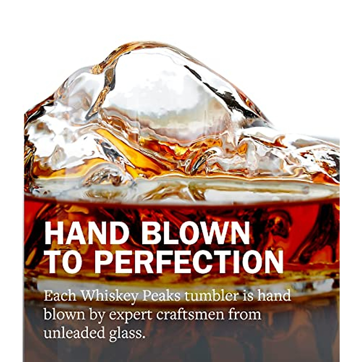 Whiskey Peaks Half Dome Decanter, 44 fl oz, Glassblown, Lead-Free Crystal with Stopper