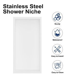 Achelous Stainless Steel Insert Shower Niche 12" X 6" NO Tile Needed, Bathroom Wall Niche Recessed Shower Shelf Organizer, Wall-inserted Niche Recessed Shower Caddy, Matte White