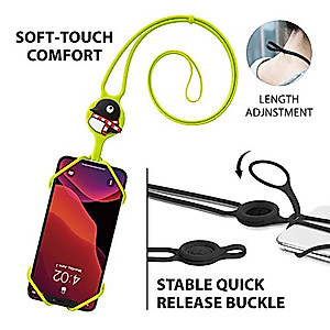 【Bone】 Lanyard Phone Tie with Card Holder, Universal Phone Lanyard Neck Holder, Cell Phone Lanyard w/Card Holder for iPhone 12 11 Pro Max, Galaxy S Pixel, Fits 4 to 6.7"- Maru Penguin
