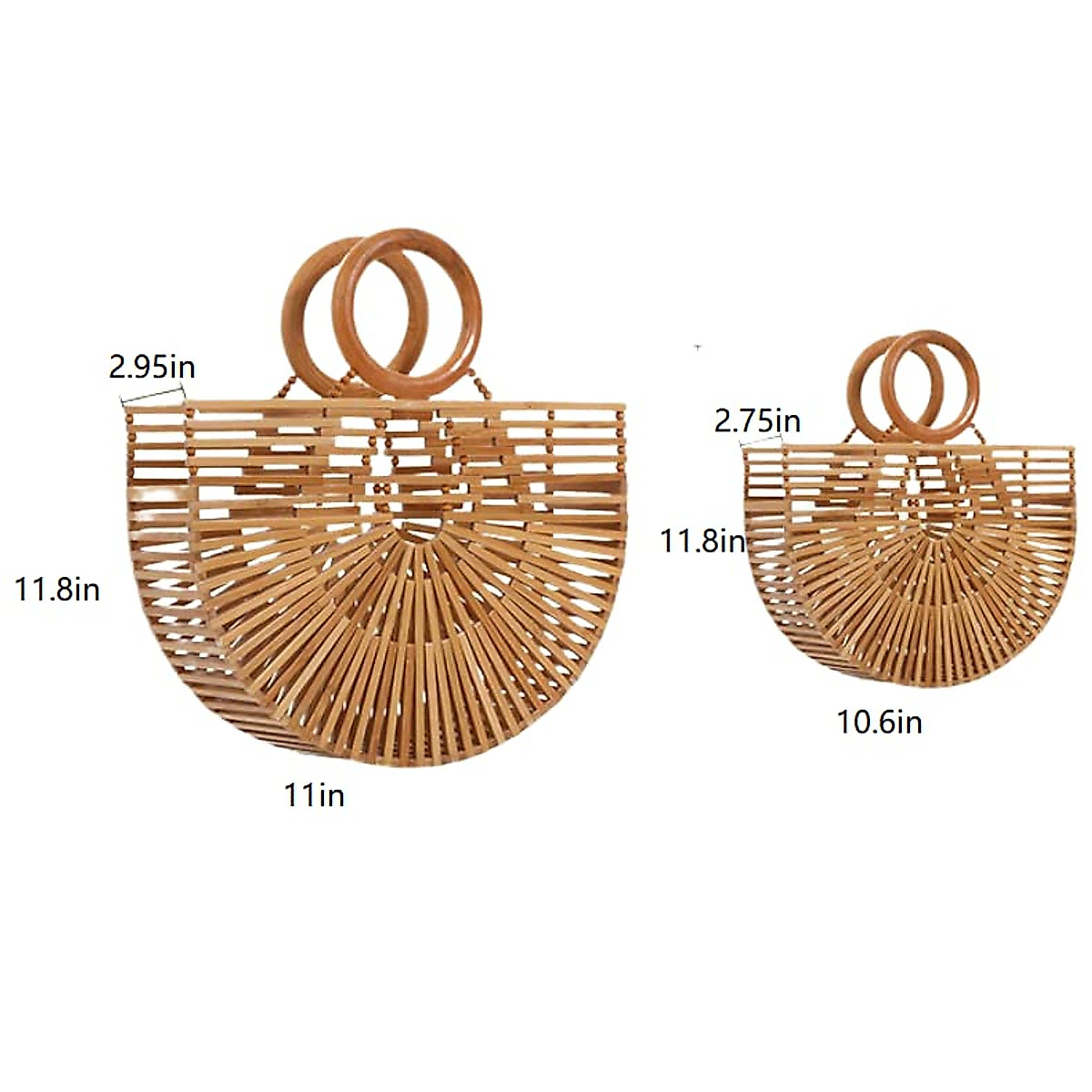 RULER TRUTH Womens Bamboo Handbag Straw Purse With Ring Handle Handwoven Straw Tote for summer Beach