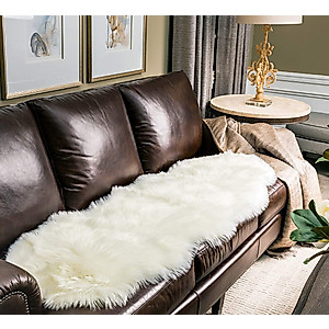 SERISSA Ultra Soft Fluffy Rug White Faux Sheepskin Fur Area Rug Shaggy Couch Cover Seat Cushion Furry Carpet Beside Rugs for Bedroom Floor Sofa Living Room Runner 2x6 Feet White