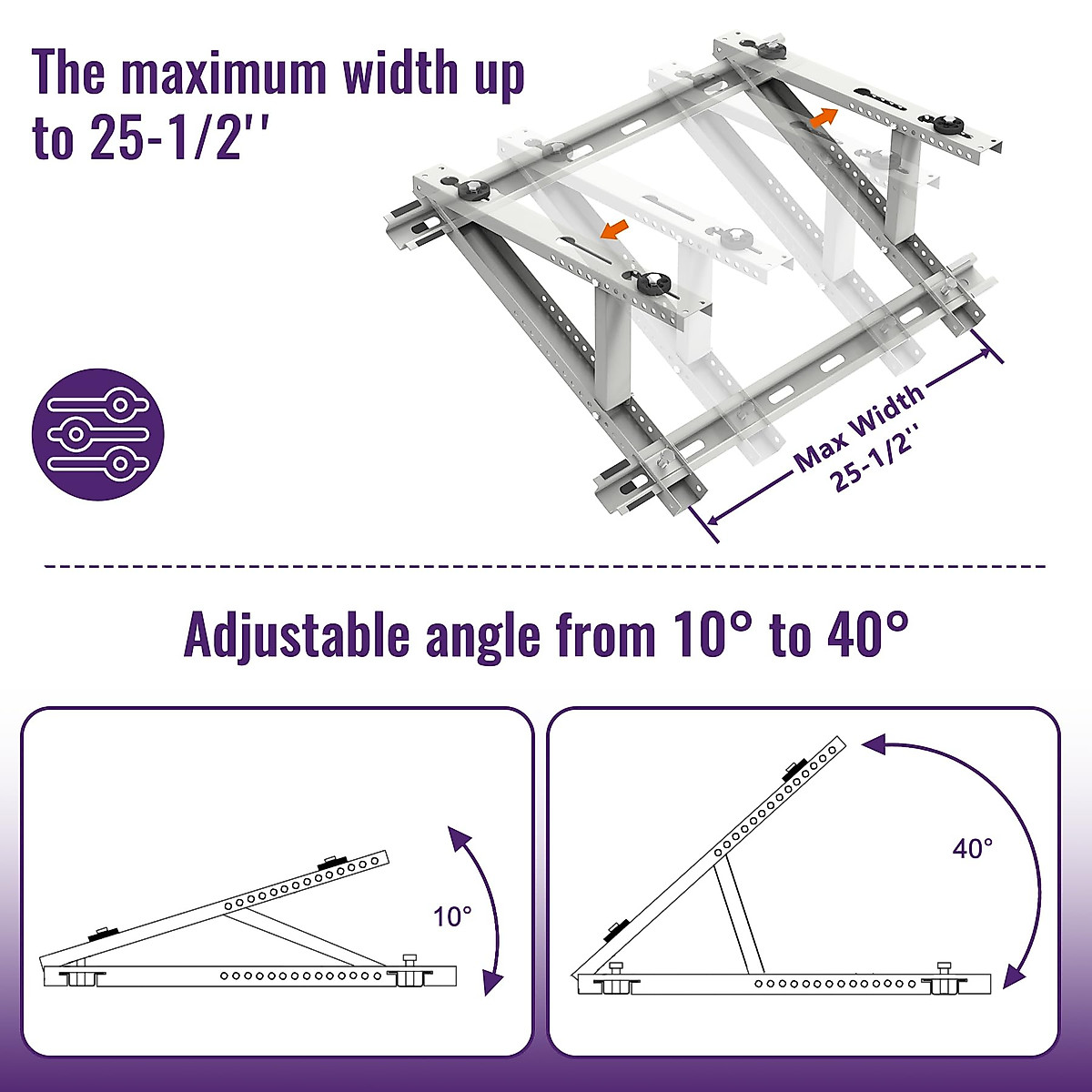 Mxclimate Roof Mounting Air Conditioner Bracket,Rooftop Support Bracket for Out Ductless Mini Split Condenser Heat Pumps & HVAC Systems,Universal,24000 Btu AC Units,Heavy Duty Support up to 330 Lbs