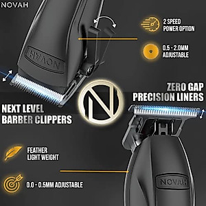 Novah® Professional Hair Clippers for Men, Professional Barber Clippers and Trimmer Set, Mens Cordless Hair Clippers for Barbers Haircut Fading Kit Fade