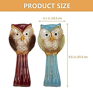 Zerodeko 2pcs Owl Spoon Rest Cooking Spoon Rest Coffee Spoon Holder for Coffee Bar Ceramic Spoon Rack Sauce Plate House Accessories for -cream Spoon Desktop Stove Ceramics