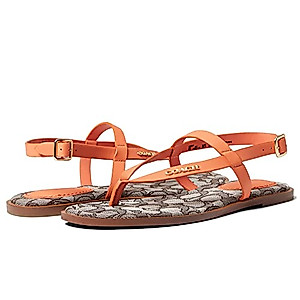 COACH Women's Josie Leather Sandals Orange 8.5 B - Medium