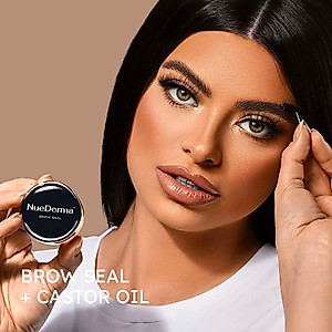 NueDerma - Brow Seal with Castor Oil - Clear Eyebrow Gel, Brow Wax, Waterproof Eyebrow Makeup, Brow Styling Wax for Feathered & Fluffy Brows - 1 OZ
