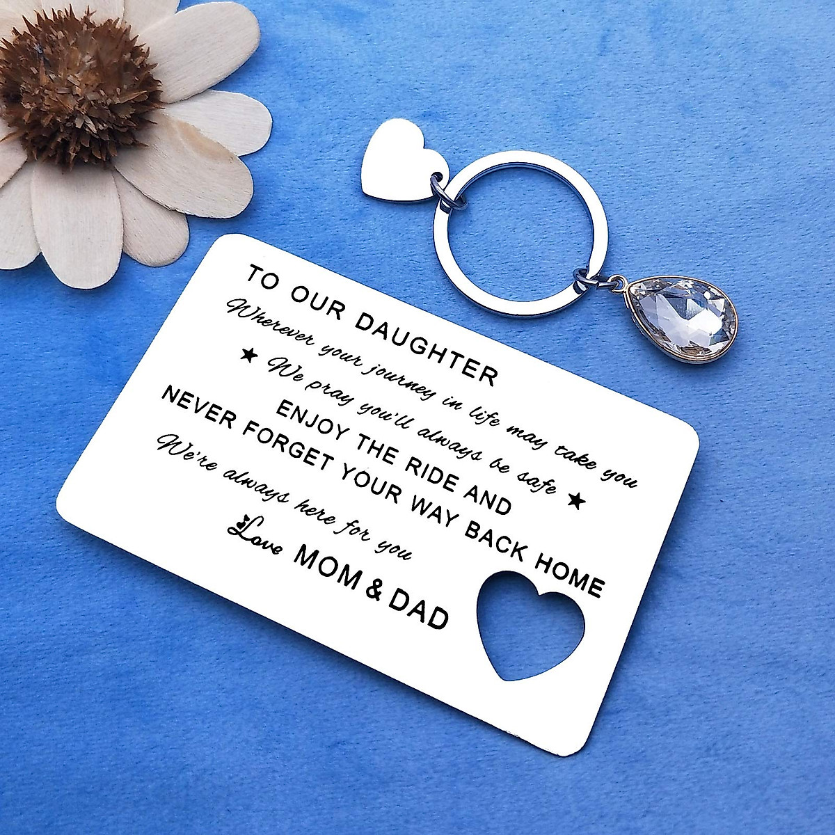 To Our Daughter Wallet Card Encouragement Gifts Inspirational Graduation Gift Enjoy The Ride Never Forget Way Back Home Metal Card Christmas Birthday Card Daughter Stepdaughter Gifts from Mom Dad