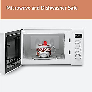 Old & Bold - 4 27 Oz Soup Bowls With Lids - Retro Soup Recipe Ceramic Mugs With Vented Lids and Handles - Pack of 4 - Microwave and Dishwasher Safe - For Soup, Instant Noodles, Cereal