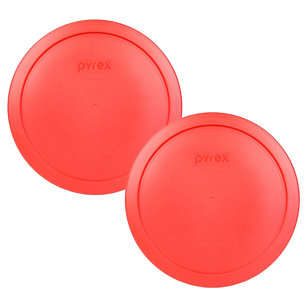 Pyrex 7402-PC 6/7-Cup Red Food Storage Replacement Lids - 2 Pack