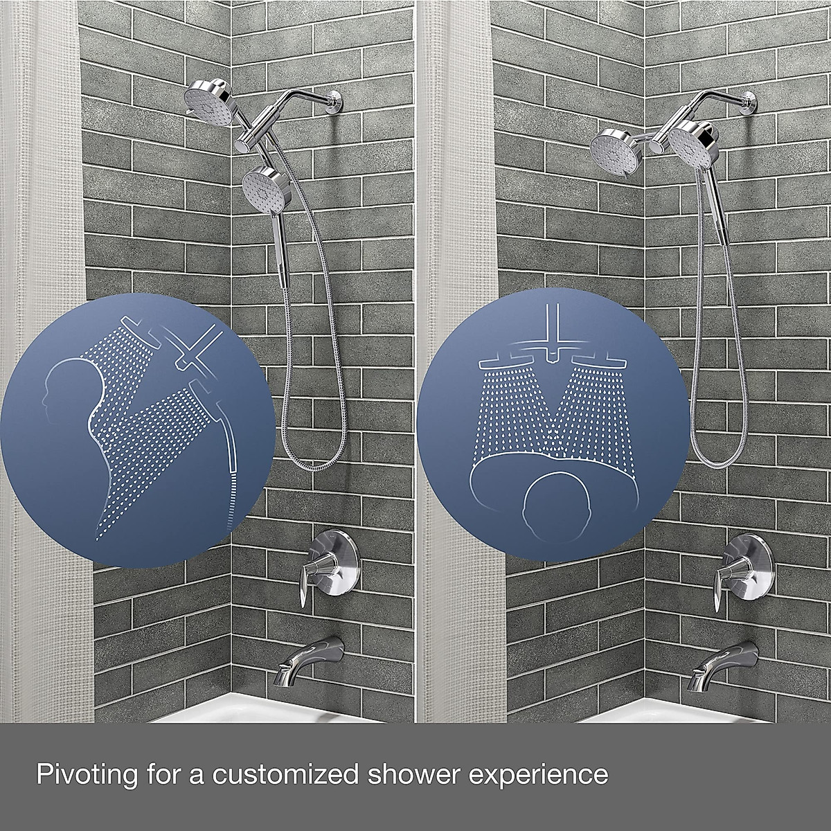 KOHLER 23218-G-CP Awaken 2-in-1 Multifunction Shower Combo Kit, Rotating Showerhead and Handshower Set, 1.75 GPM, Polished Chrome