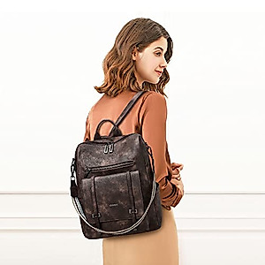 Shrrie Backpack Purse for Women Fashion Leather Backpack Purse Satchel Travel Backpack Convertible Shoulder Bag with Wristlet