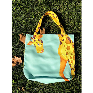 Giraffe Gifts for Women - Funny Giraffe Decor - Giraffe Lover Gift Bag for Women - Canvas Reusable Large Halloween Tote Bag for Grocery Shopping Beach - Book Tote Bag - Teacher Tote (Green - Giraffe)