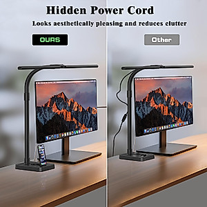 GAEFURY LED Desk Lamp for Home Office, 24W Bright Desk Lamp with Phone Holder Base - 25 Lighting Modes Eye-Caring Desk Light Adjustable Gooseneck Lamp for Workbench Drafting Reading Study