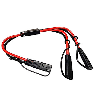 OUYFBO SAE Splitter Adapter 10AWG SAE DC Power Automotive Connector Cable Y Splitter 1 to 2 SAE Extension Cable, Fit for Suitable for Solar Battery Connection and Transfer 1.3ft in/40cm - with Cover