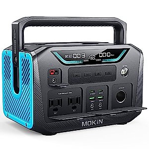 MOKiN Portable Power Station, 300W Outdoor Generator 288Wh Lithium Battery Emergency Backup Power Source with PD 100W USB C Input/Output, 2 USB A&DC, 2 AC Outlet, LED Flashlight for Camping RV Travel