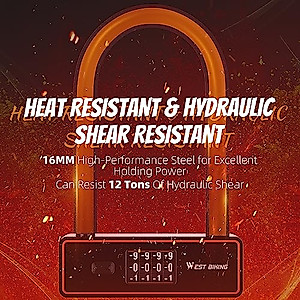 ICOCOPRO Bike U Lock - 17mm Shackle Heavy Duty Bike Locks - U Lock with 4-Digit Resettable Combination - Bicycle Lock with Sturdy Mounting Bracket for Electric Bike, Bikes,Scooter