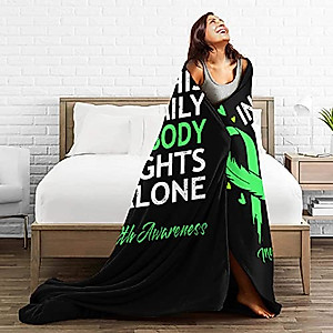 in This Family Nobody Fights Alone Mental Health Awareness Flannel Fleece Throw Blanket ,Softest Super Fluffy Bed Plush Blanket Throw, Sofa Luxury Cozy Couch Blanket 80"x60"