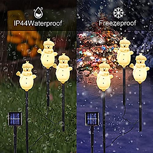 Solar Christmas Lights Outdoor, Set of 3 Snowman Solar Powered Christmas Decorations, Waterproof Pathway Stake Lights for Patio, Yard, Garden, Lawn Christmas Winter Decor (Warm White) (Set of 3)