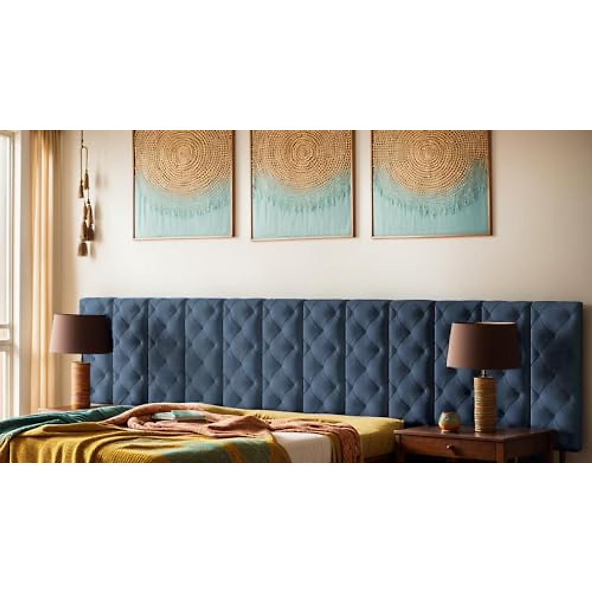 King Headboard Queen Size - Diamond Tufted Twin Headboard - Upholstered Queen Bed Wall Headboard Full- Peel & Stick Headboards Panels Queen Size - Diy headboard King Only- Wall Mounted Bed Headboard