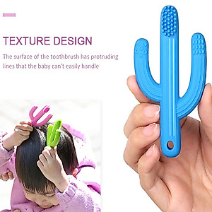 T.T.B Baby Toothbrush Teether Teething Toothbrush Toys Soft Silicone Bristles for Baby and Infant (2pcs Blue and Green)