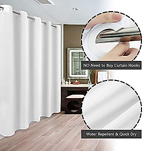 River Dream No Hook Shower Curtain Microfiber - Waterproof Soft Washable Fabric Shower Curtain or Liner with Magnets, Hotel Cloth Shower Curtain, White, Standard Size