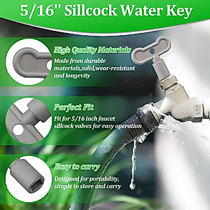LanKstet 5/16 80132 Sillcock Water Key,Water Spigot knob Keys,Outdoor Faucet Handle,Square Stem Outside Shut Off Valve Hose Key,3 pcs
