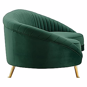 Modway Camber Channel Tufted Performance Velvet Sofa in Emerald