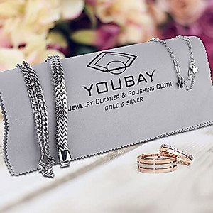 YouBay Pro Size Jewelry Cleaning Cloth & Silver Polishing Cloth, 11'' x 14'' Jewelry Polishing Cloth for Sterling Silver | Gold | Brass | Platinum, Has Both Cleaning and Polishing Cloth (Grey 2pack)