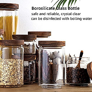 UKYLIN Glass Jar with Wood Lid, Airtight Glass Food Jar Canister, Clear Kitchen Food Storage Containers for Flour, Sugar, Coffee Beans, Candy, Snack, Cookie and More (1000ml 35 FL OZ)