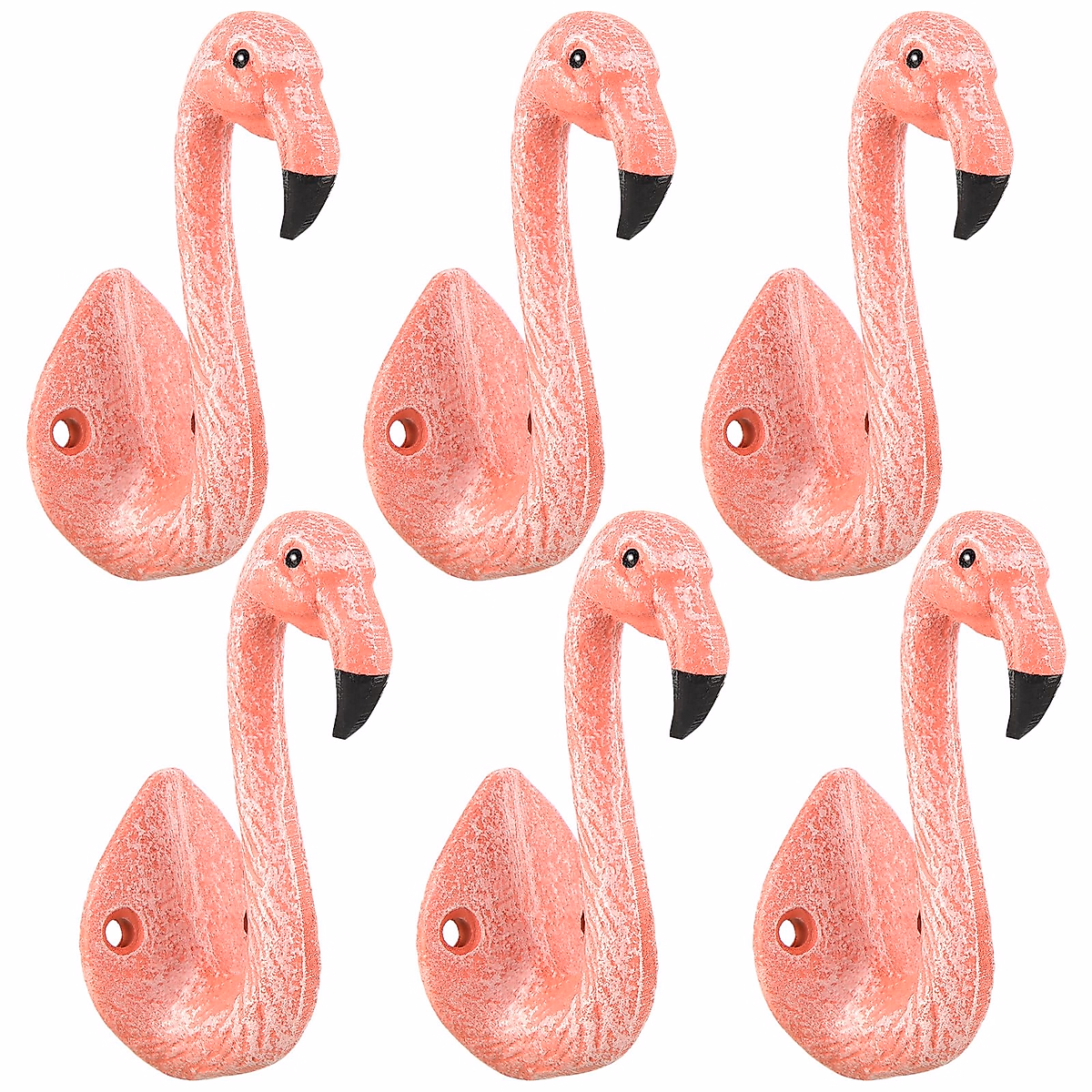 Yaocom 6 Pcs Cast Iron Flamingo Wall Hook Pink Flamingo Cast Iron Wall Hooks Flamingo Wall Mount Coat Hooks for Coats, Aprons, Hats, Towels